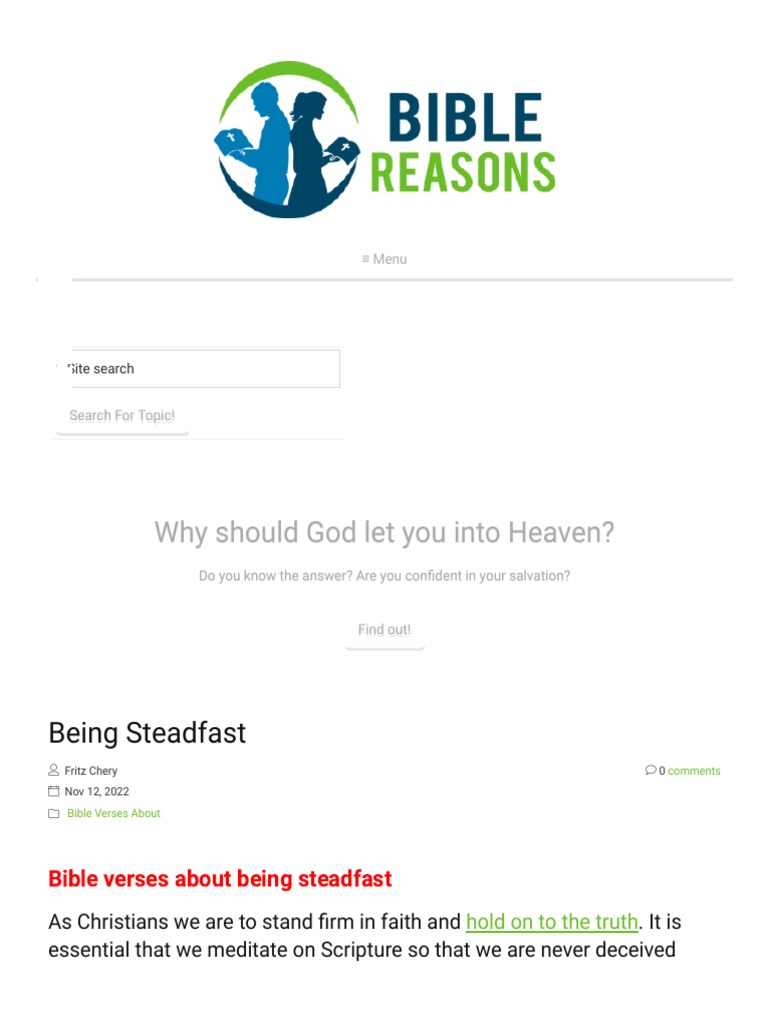 21 Helpful Bible Verses About Being Steadfast | PDF | Faith | Epistle ...