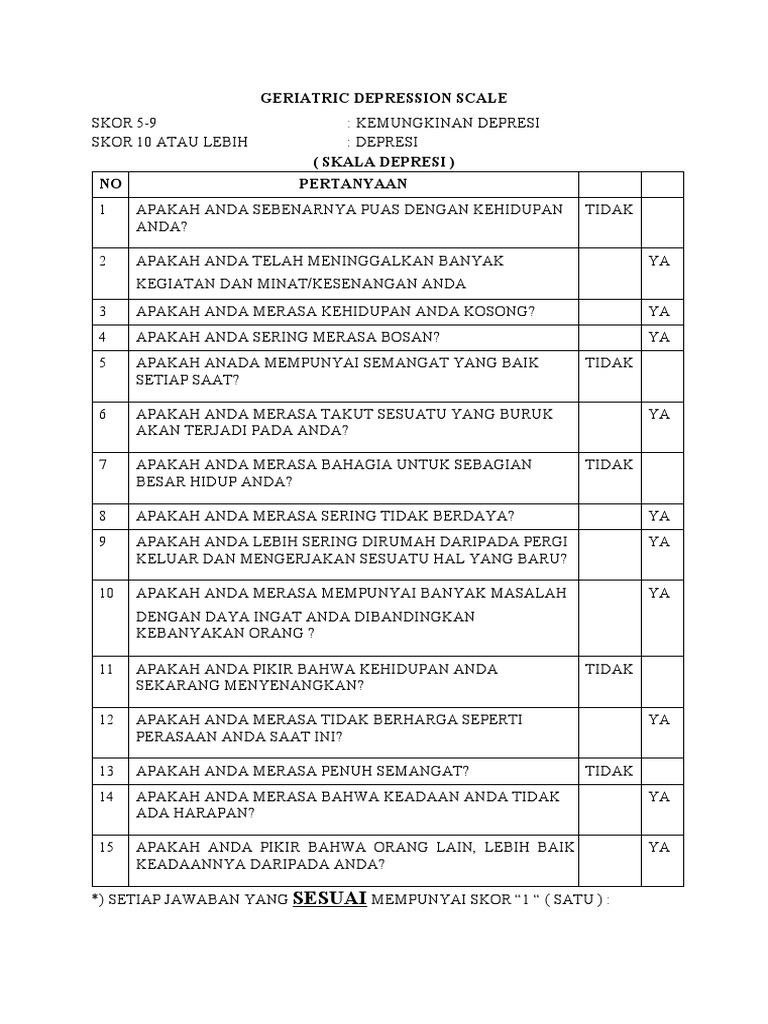 Skala Depresi | PDF