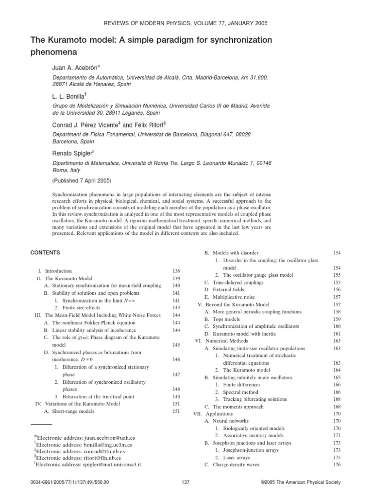 Kuramoto Model | PDF