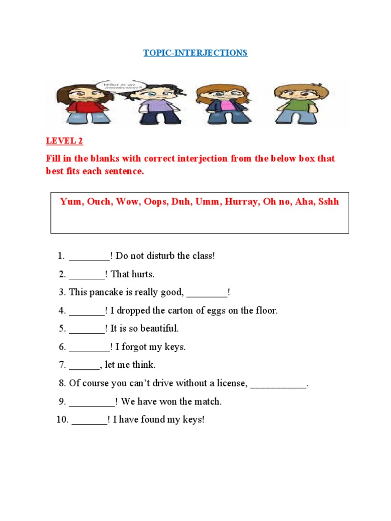 Interjections Worksheet | PDF | Home & Garden