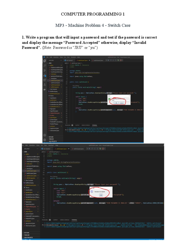 MP3 - Machine Problem 4 - Switch Case: Computer Programming 1 | PDF