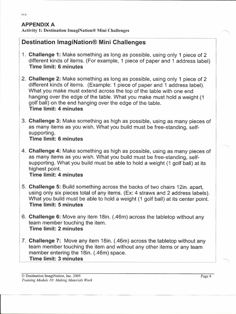Activity Mini Challenges | PDF