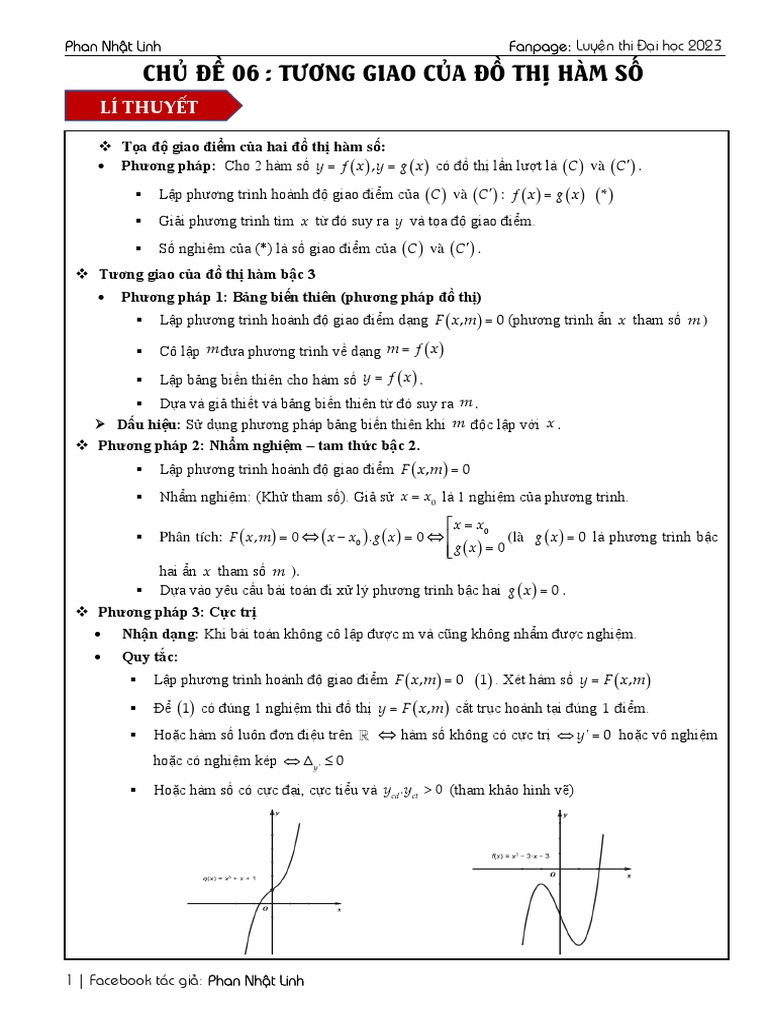 Chu de Tuong Giao Cua Do Thi Ham So On Thi Tot Nghiep THPT Mon Toan | PDF