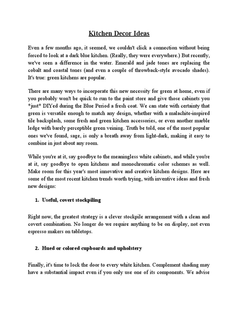 Kitchen Decor Ideas | PDF | Kitchen | Home