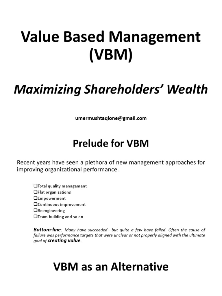 0111070113MFC14401CR163Value Based Management (VBM) 3-Value Based Management (VBM) | PDF ...