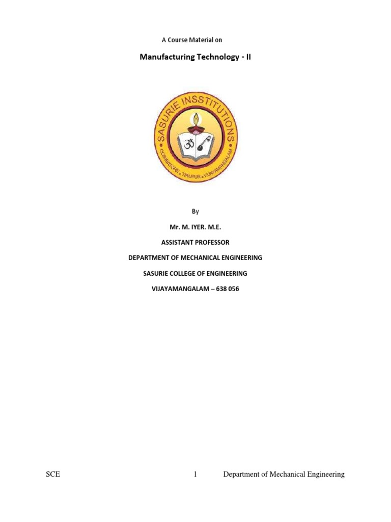 Manufacturing Technology II | PDF | Machining | Grinding (Abrasive Cutting)