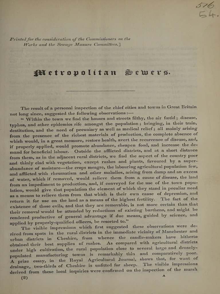 Metropolitan Sewer of England By. Edwin Chadwick | PDF | Soil ...