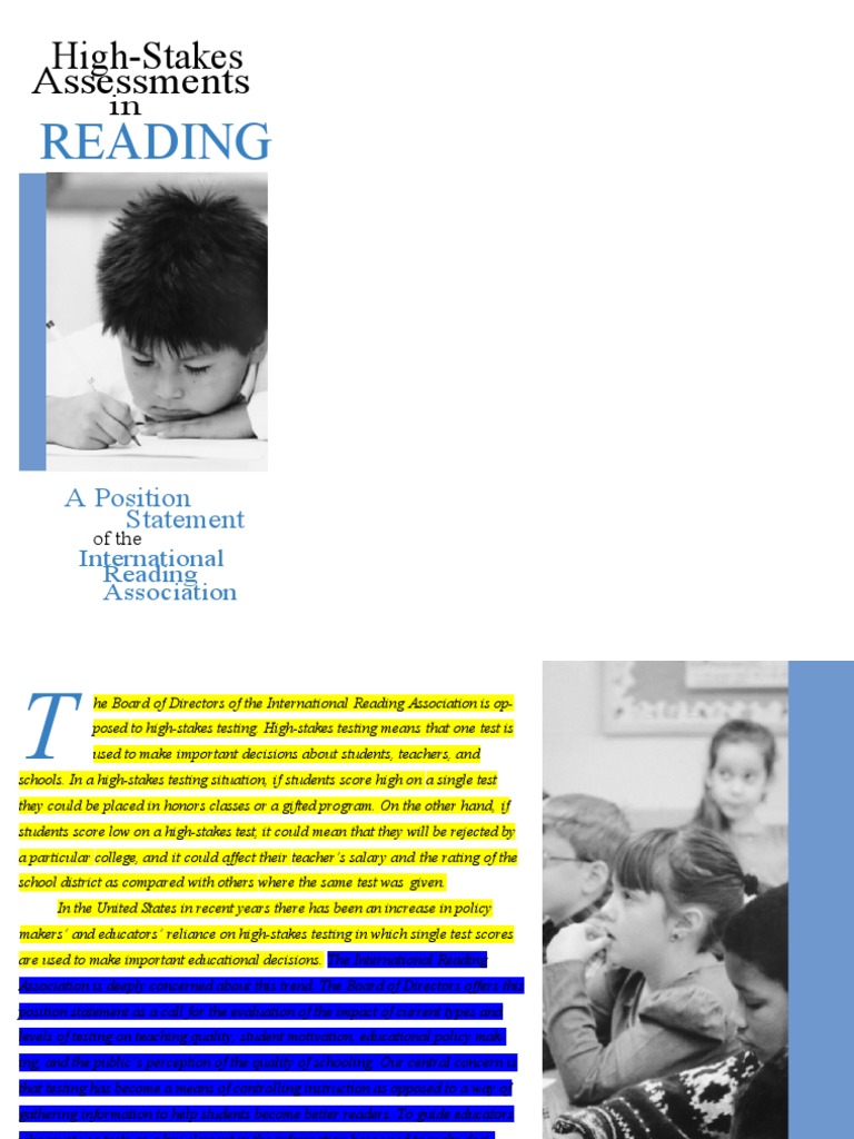 High Stakes Assessment in Reading | PDF | Educational Assessment | Teachers