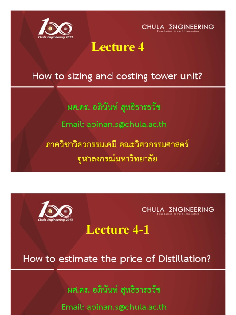 Lecture 4 Distillation Column-5192-16142479047124 | PDF | Distillation | Chemical Engineering