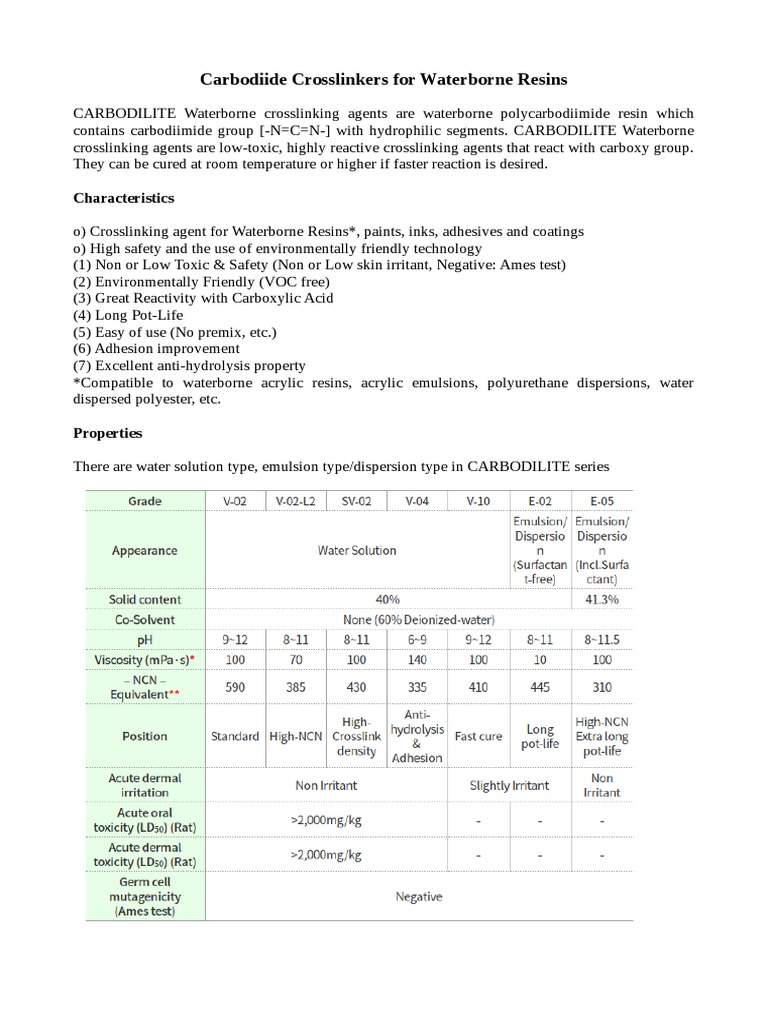 Carbodiimide Crosslinkers for Resins | PDF | Industrial Processes ...