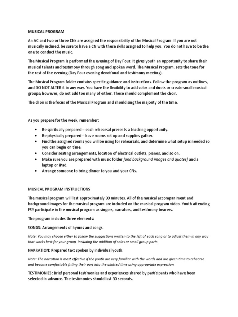 Musical Program Draft | PDF