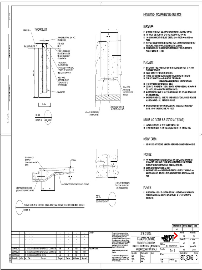STD - s0062 - Flag Pole Footing Details - Revc | PDF