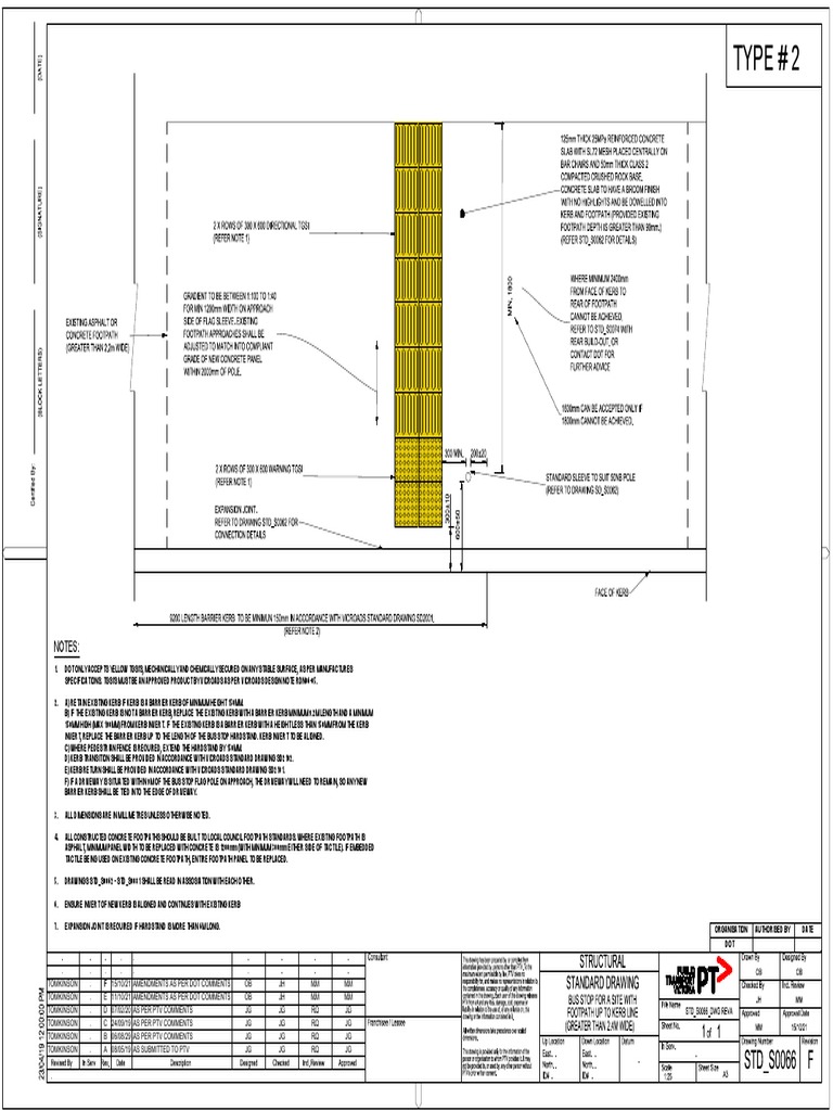 Bus Stop Footpath Design Standards | PDF | Sidewalk | Concrete