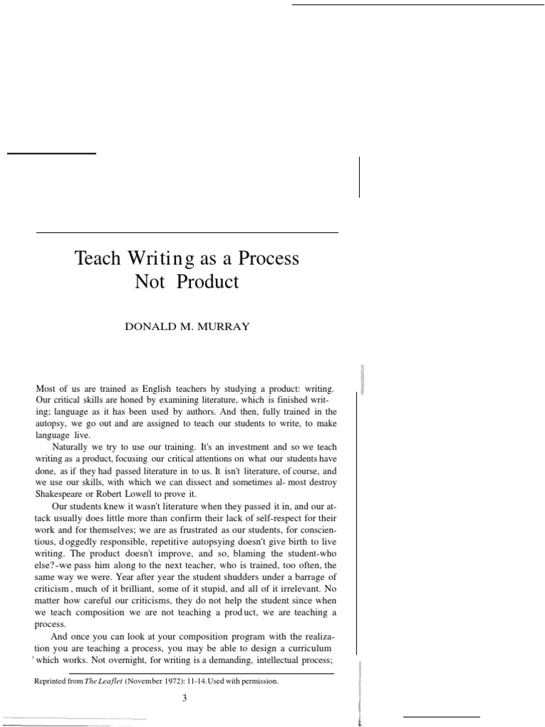 Teach Writing as a Process, Not Product | PDF