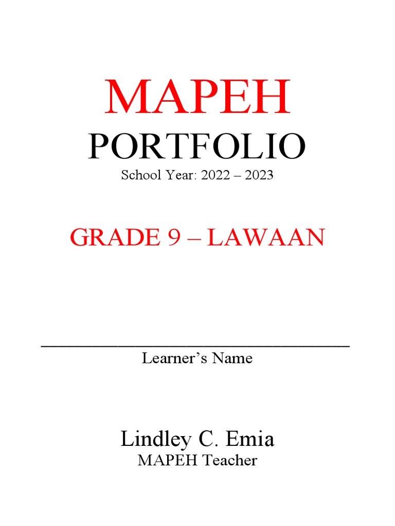 Mapeh Portfolio Coverpgae | PDF