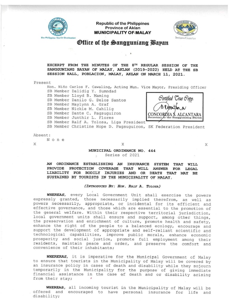 Municipal Ordinance No. 444 | PDF