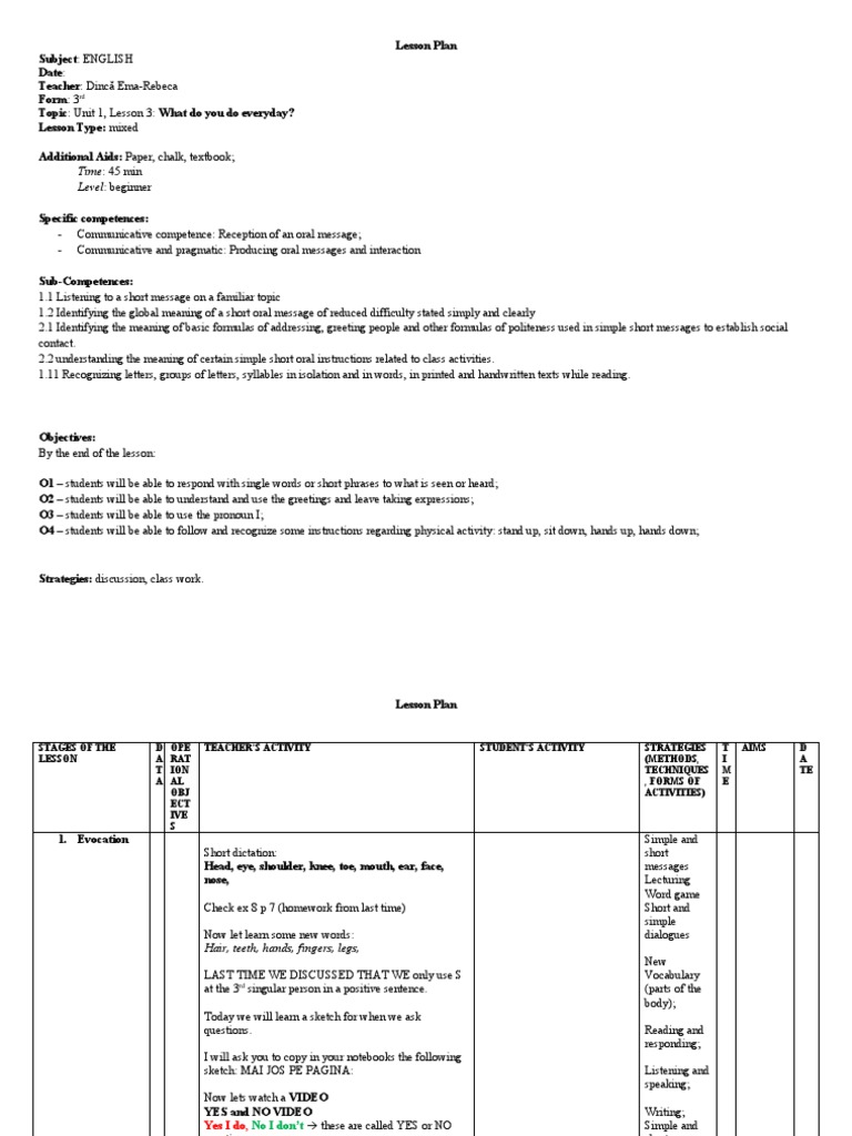 Lectia 8 What Do You Do Everyday? | PDF | Linguistics | Human Communication