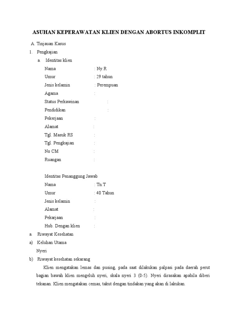 Askep Abortus Inkomplit | PDF
