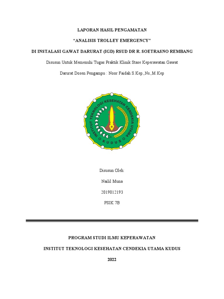 Analisis Trolley Emergency IGD Rembang | PDF