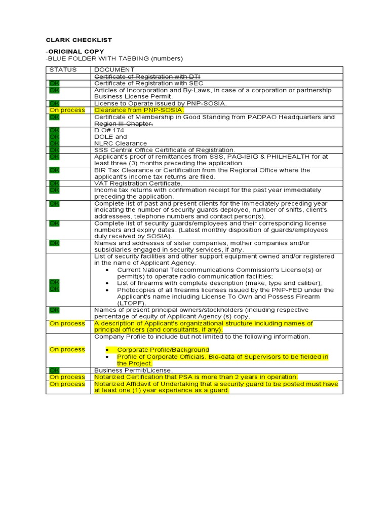 Clark Checklist | PDF