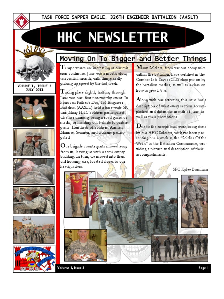 JUL Newsletter HHC | PDF | Company (Military Unit) | Staff Sergeant