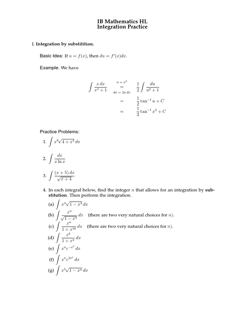 Integration Practice | PDF | Equations | Ordinary Differential Equation