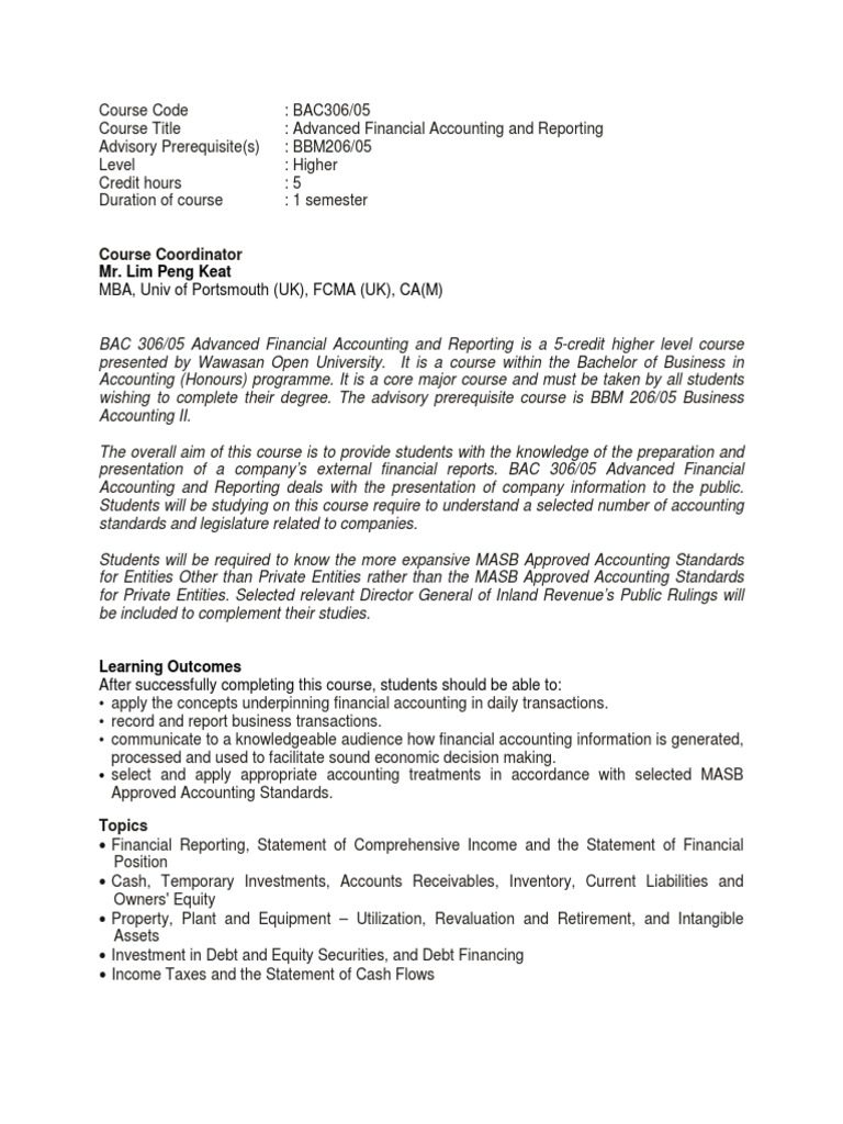 BAC306 - 05 Advanced Financial Accounting and Reporting | PDF ...