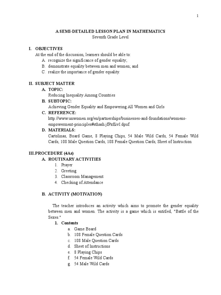 TEAC21 - Mass Demonstration Lesson Plan | PDF | Gender Equality ...