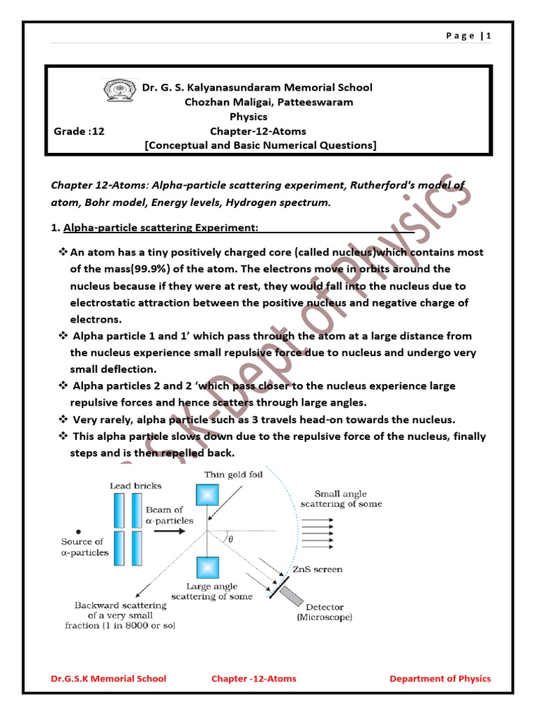 Bohr's Model of the Atom: An Explanation of Alpha Particle Scattering ...