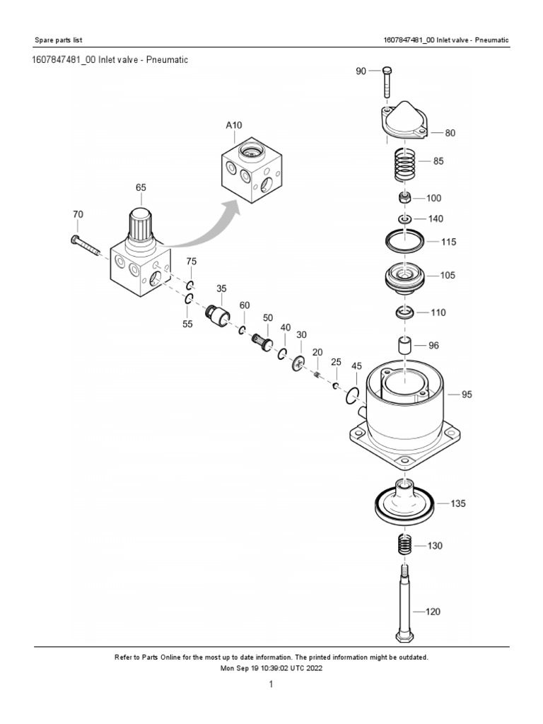 Spare Parts List 1607847481 - 00 Inlet Valve - Pneumatic | PDF | Valve ...