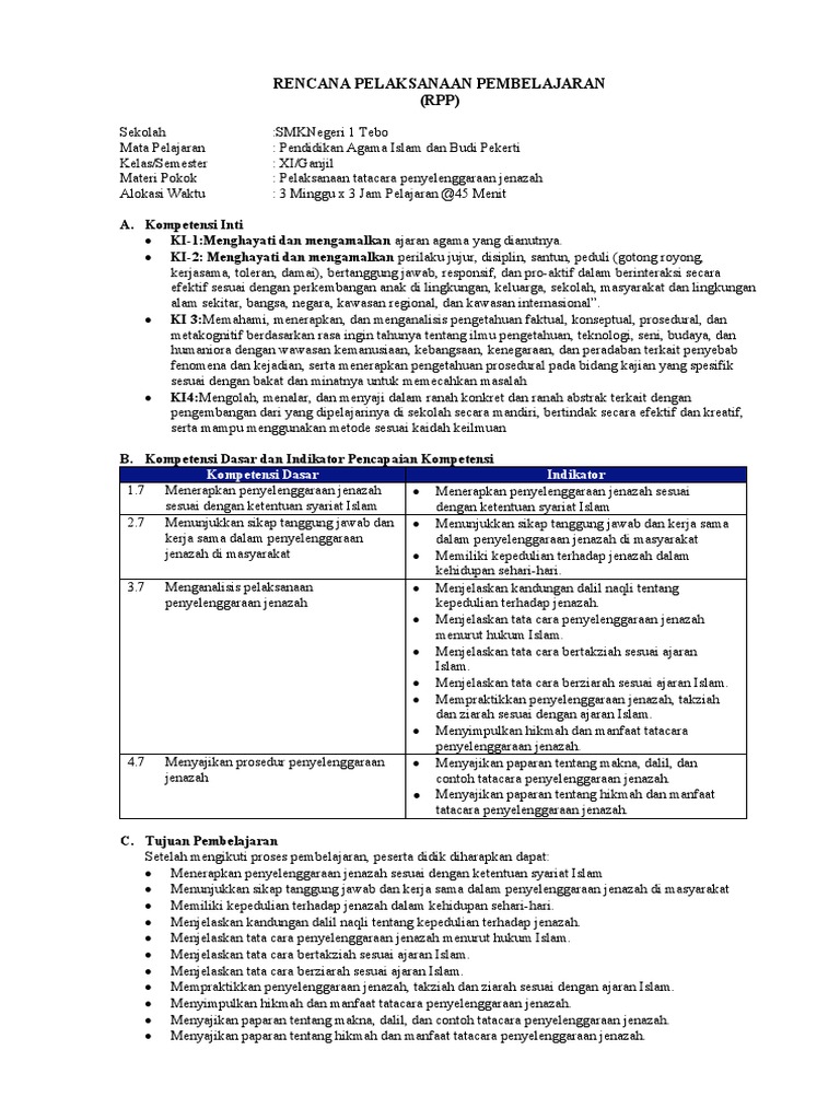 RPP Bab 3 Tentang Jenazah | PDF | Sains & Matematika