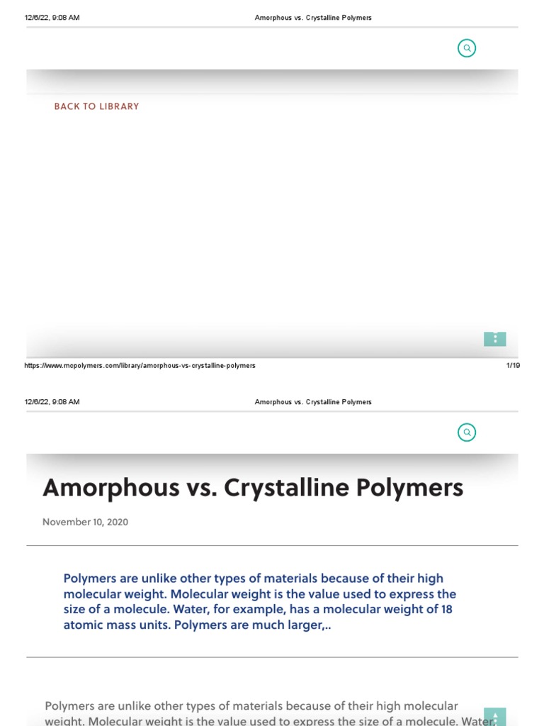 Amorphous vs. Crystalline Polymers | PDF | Polymers | Molecules