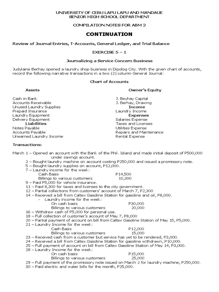 Compilation Notes On Journal Ledger and Trial Balance - Part 2 ...