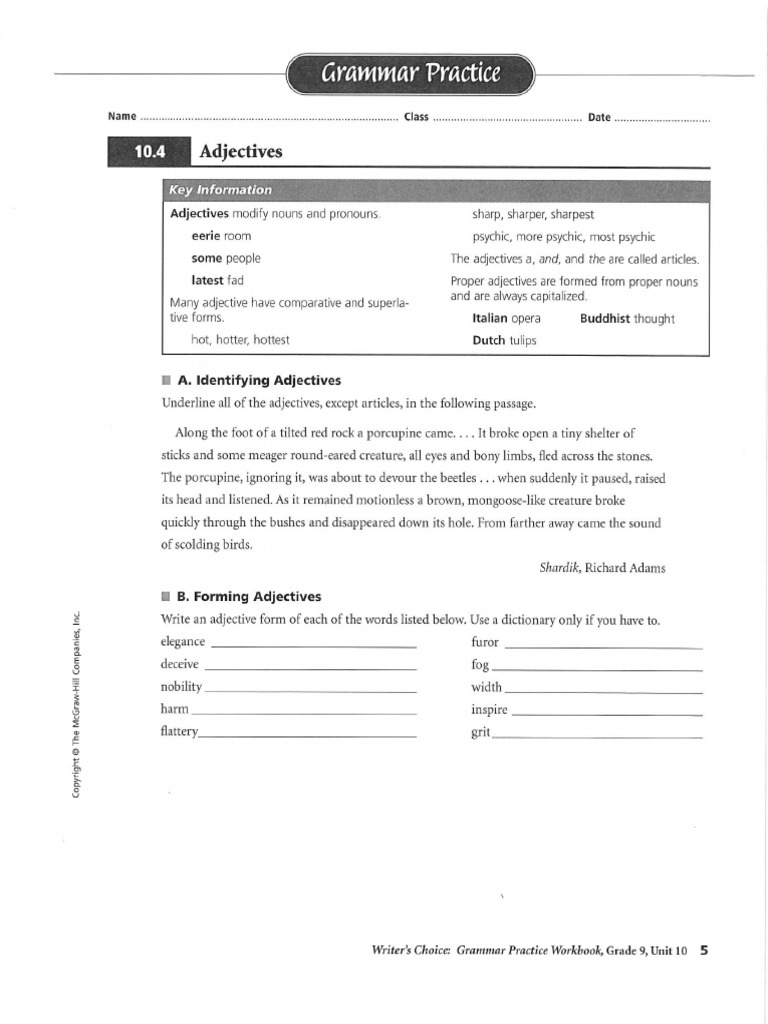 9th - Grammar Practice 3 6 | PDF