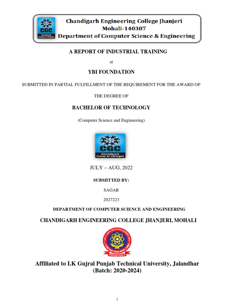 A Report of Industrial Training: Affiliated To I.K Gujral Punjab Technical University, Jalandhar ...
