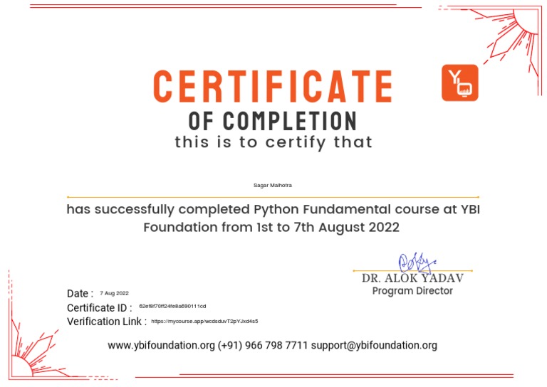 Python Fundamentals Completion Certificate | PDF | Business | Finance ...