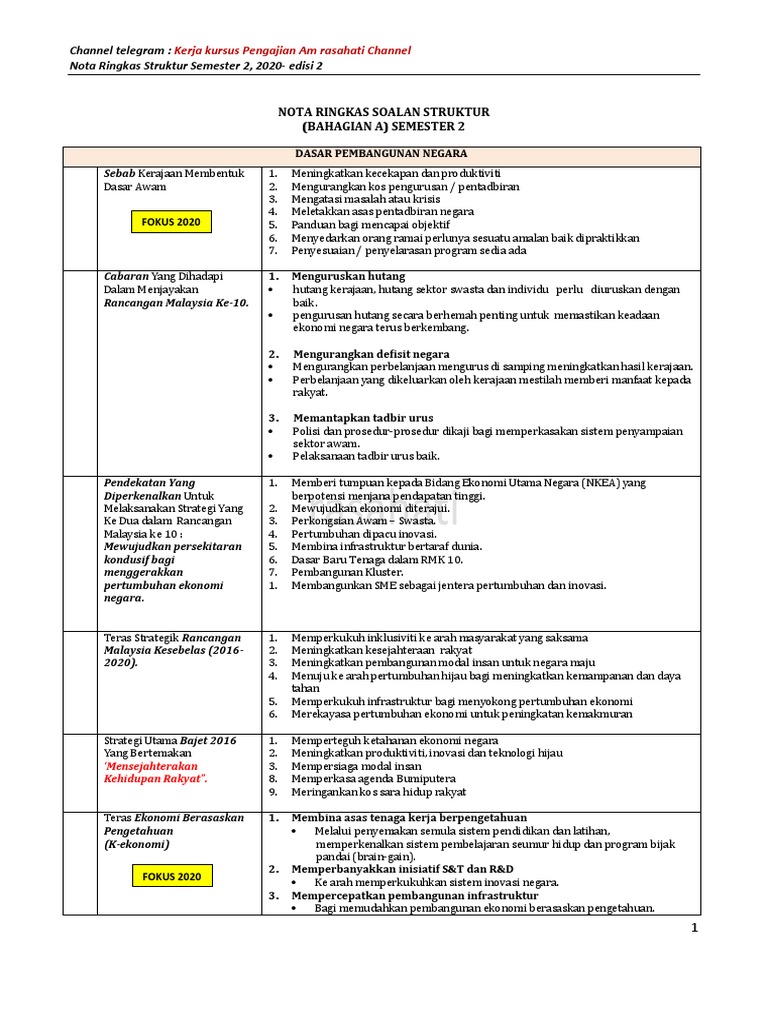 NOTA RINGKAS STRUKTUR P2 2019 - Part 2 | PDF