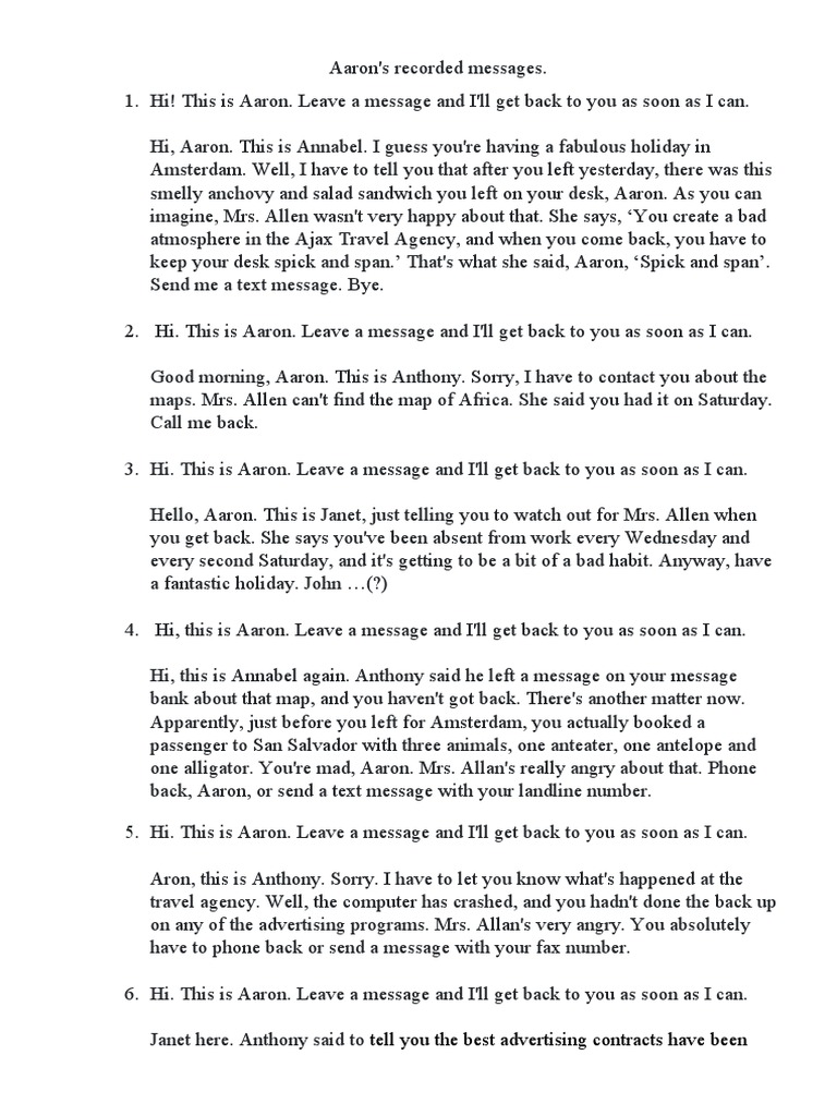 Aaron's Recorded Messages | PDF | Mystery, Thriller & Crime Fiction
