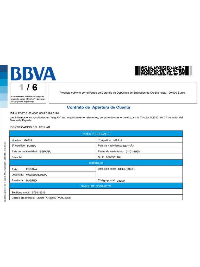 Contrato Cuenta Corriente BBVA Explicado | PDF