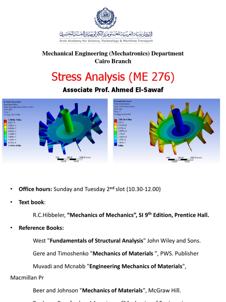 001 Lec. 1 Stress Analysis (ME 276) | PDF | Stress (Mechanics) | Force