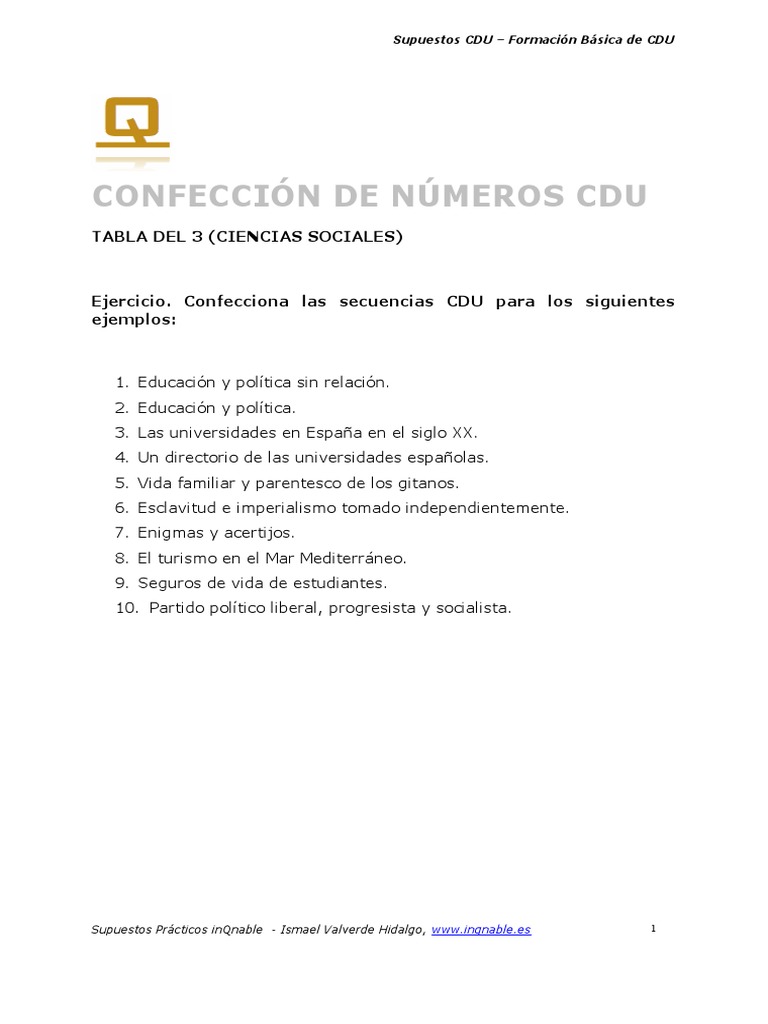 Ejercicios de CDU 3 | PDF