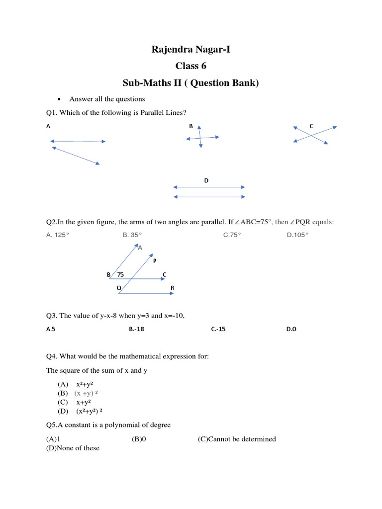 Maths Paper Class 6 | PDF
