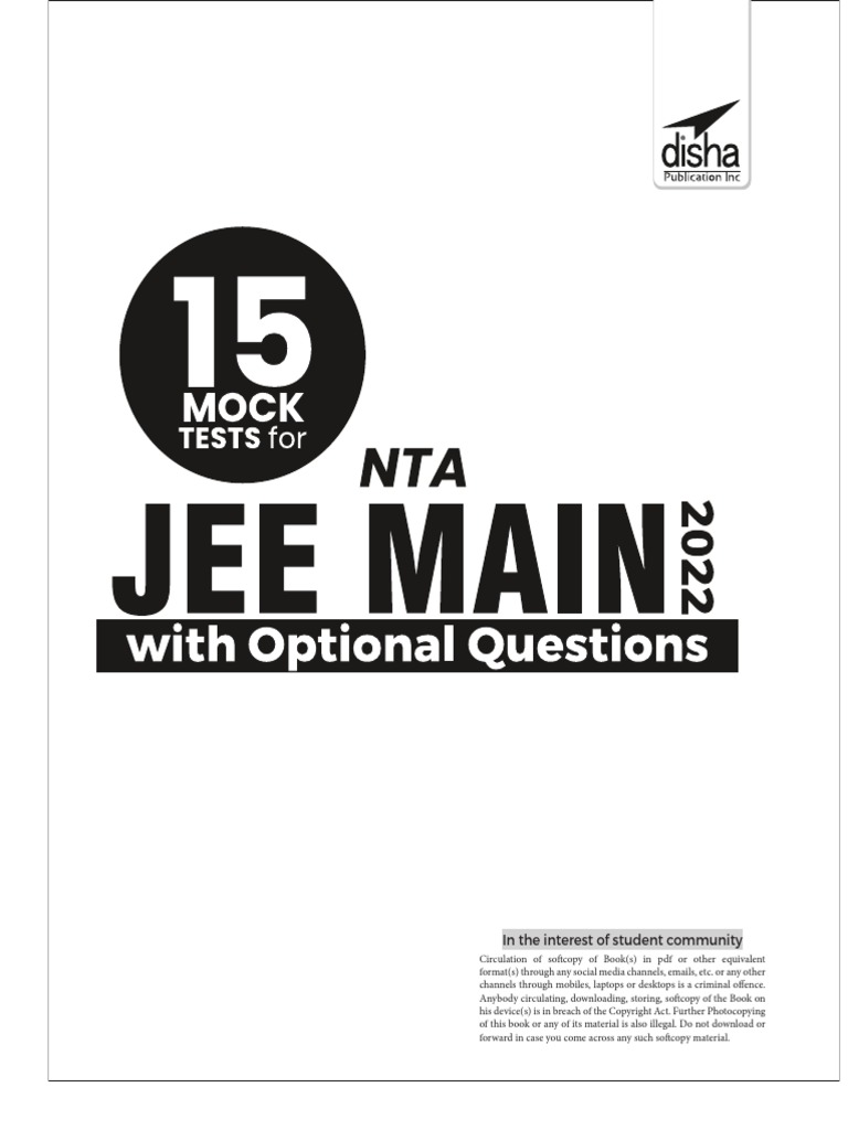 Disha 15 Mock Tests For NTA JEE Main 2022 | PDF | Capacitor | Rotation ...
