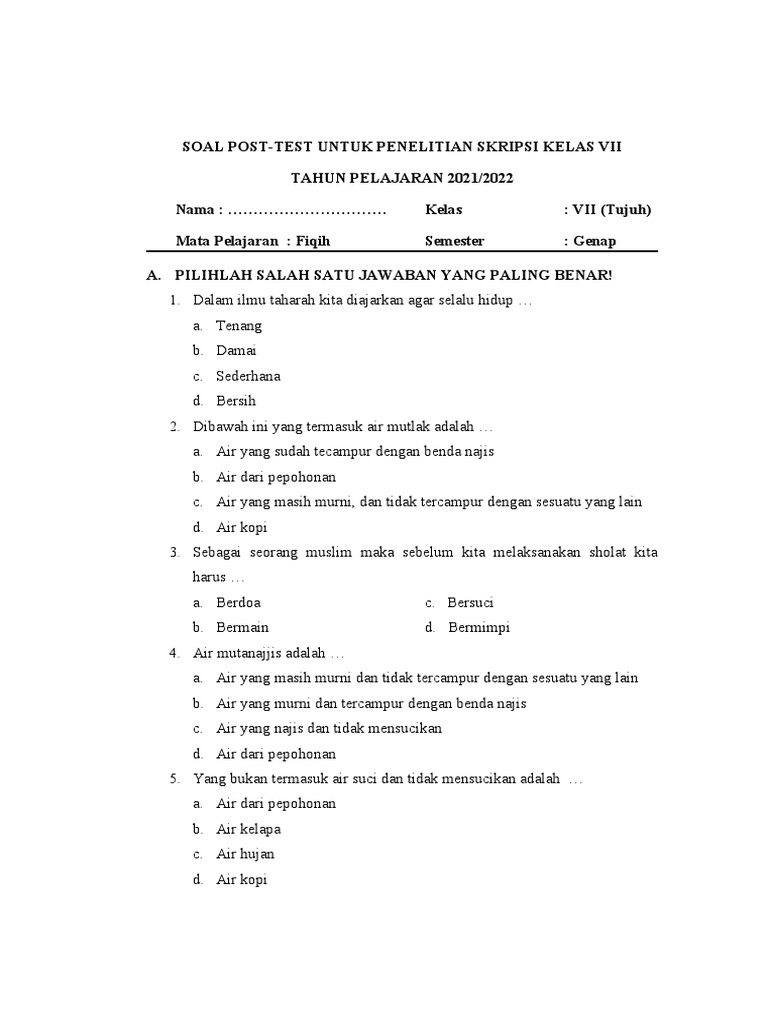 Soal Pre-Test | PDF