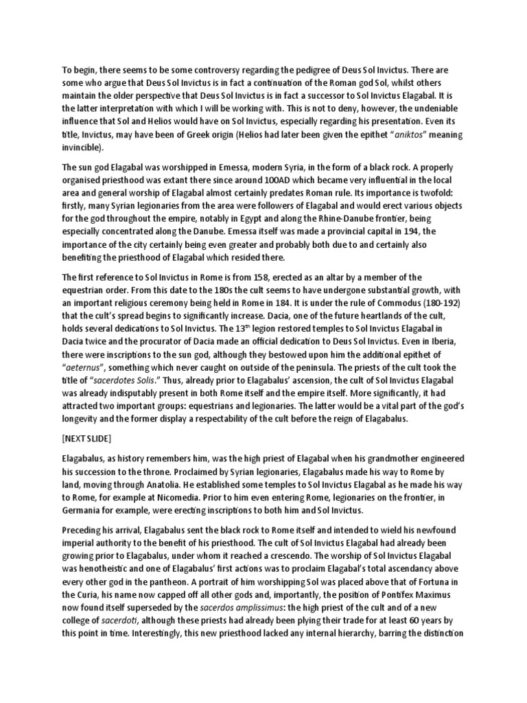 Script - Sol Invictus | PDF | Roman Empire | Classical Antiquity