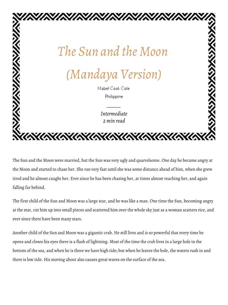 The Sun and The Moon Mandaya | PDF