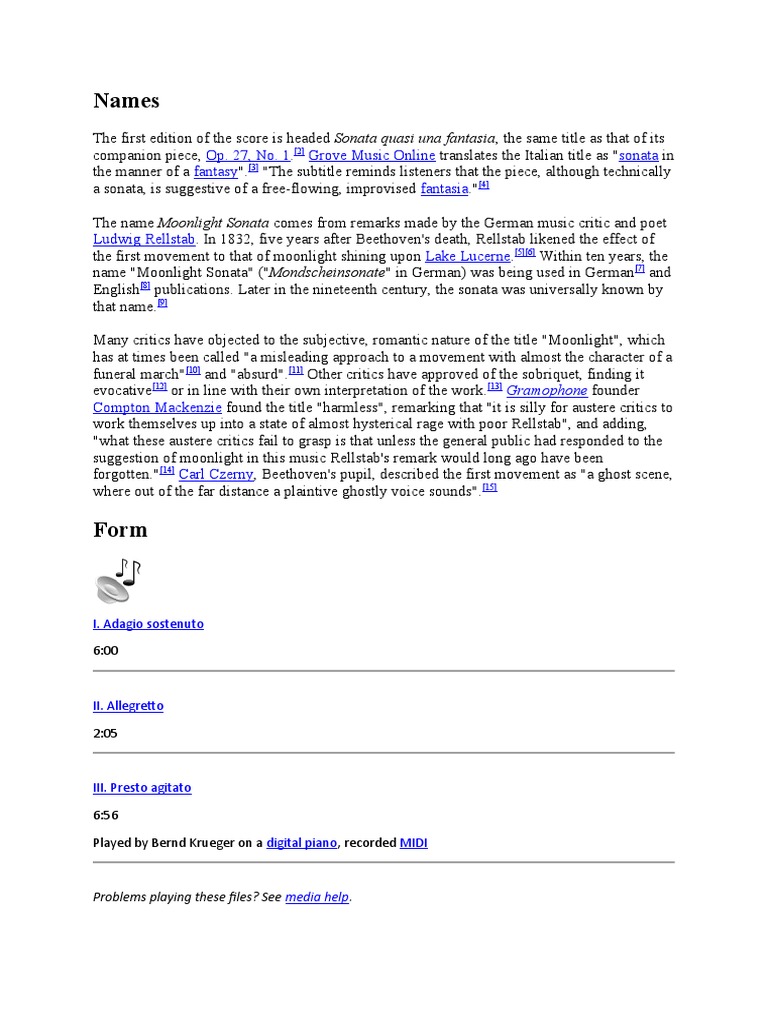 Names Moonlight Sonata | Download Free PDF | Piano Sonata No. 14 ...