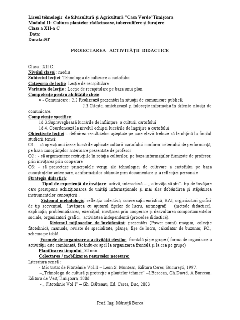 Proiect Didactic | PDF