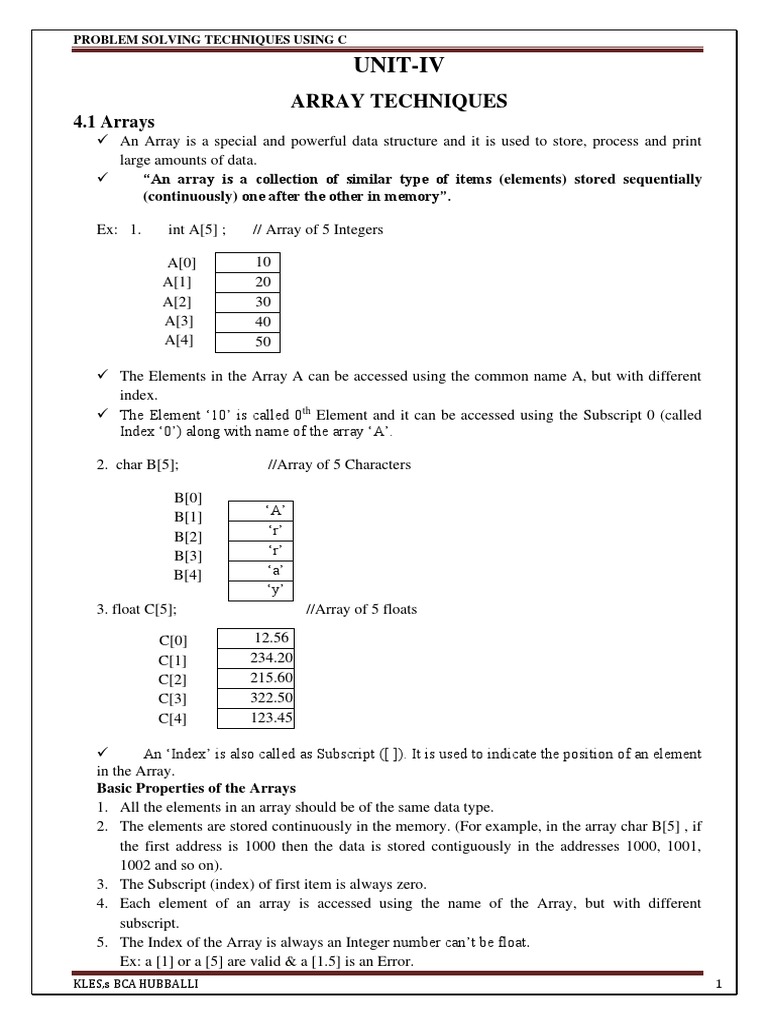 Unit-4 Array Techniques | PDF