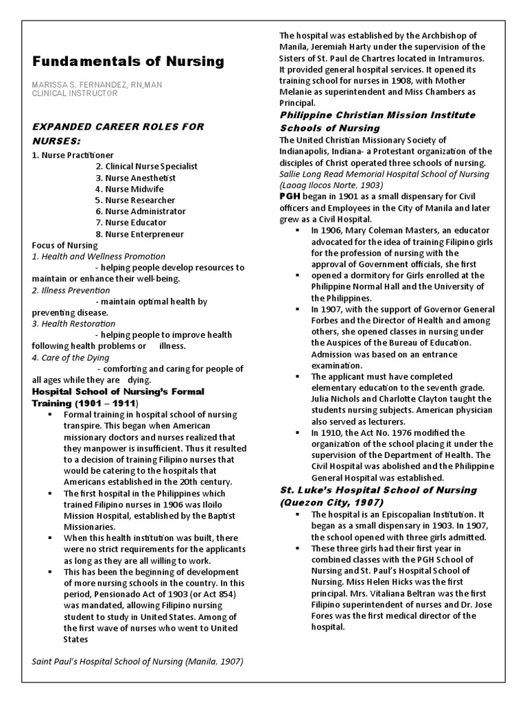 The Development of Nursing Education and Practice in the Philippines from 1901 to 1950 | PDF ...